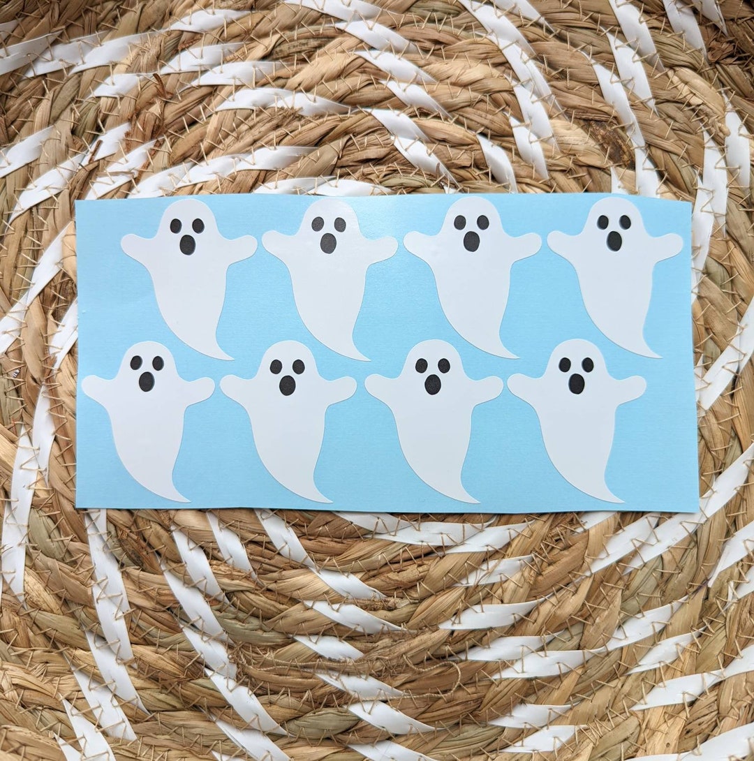 8 Mini Ghost Vinyl Decal Stickers for Halloween Decorating, DIY ...