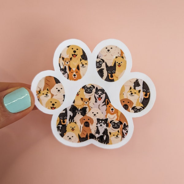 Paw Print Face Sticker - Etsy
