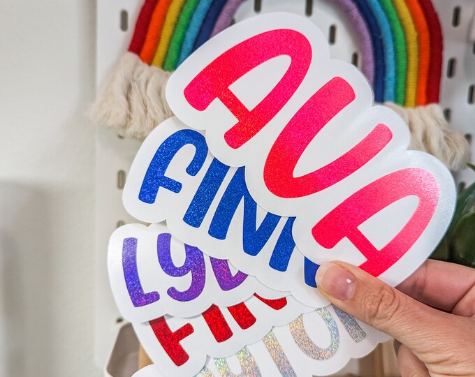 Custom Vinyl Name Sticker, Name Holographic Stickers, Cup Name Sticker ...