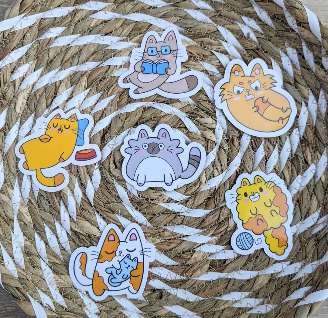 Cat Sticker Pack, Funny Cat Assorted Stickers, Gift for Cat Lover ...