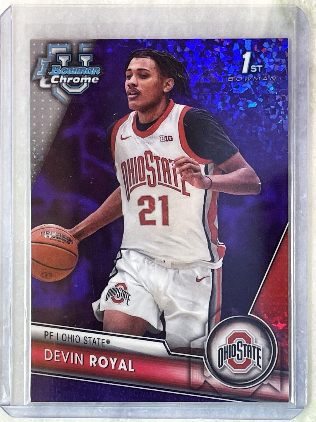 2023/24 Bowman Chrome University Devin Royal Purple Mini Diamonds/399 ...
