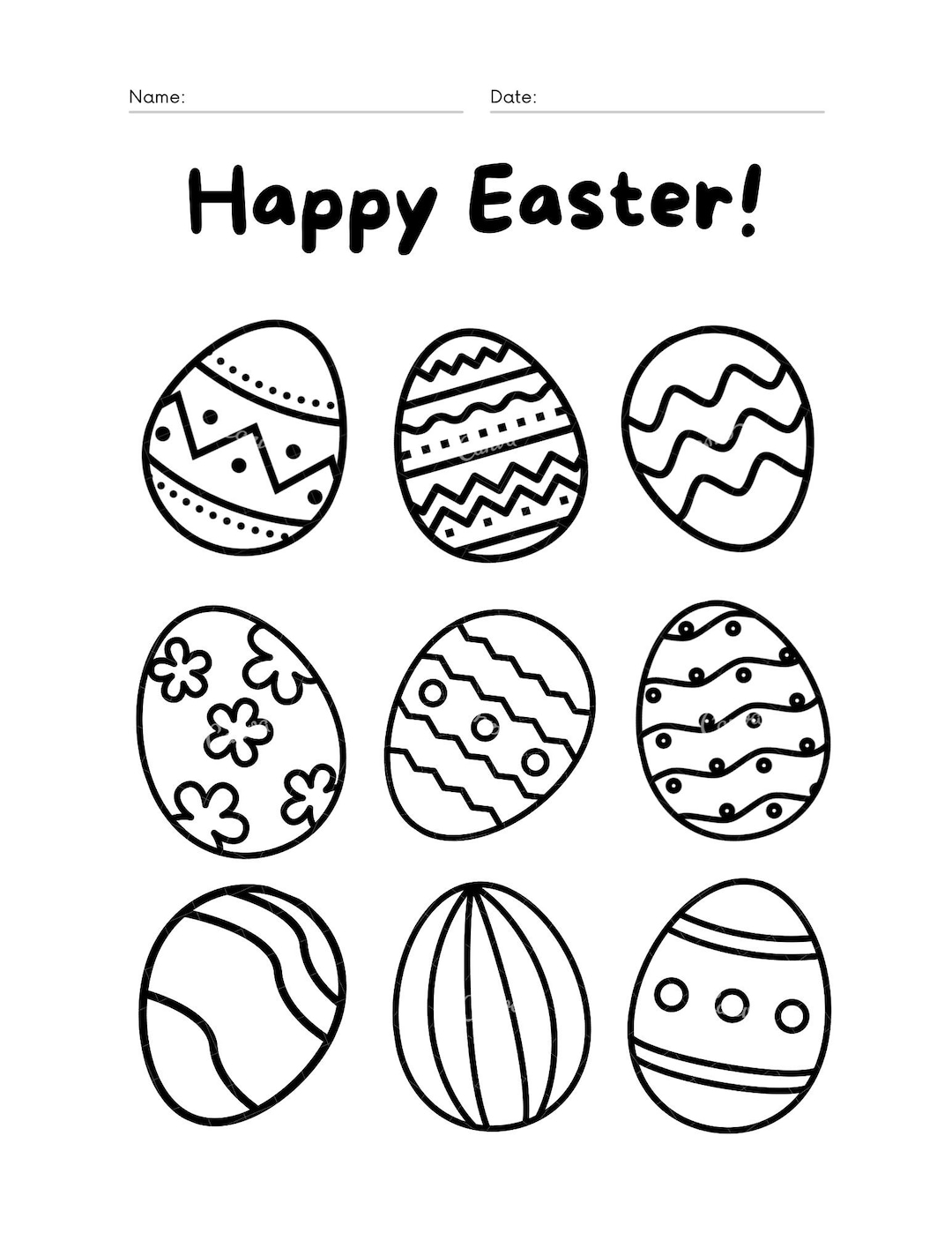Happy Easter Egg Coloring Sheet - Etsy
