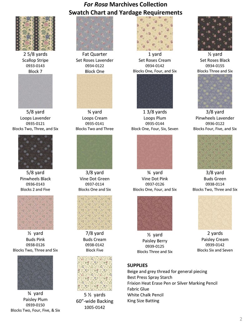 For Rosa BOM Pattern - Etsy