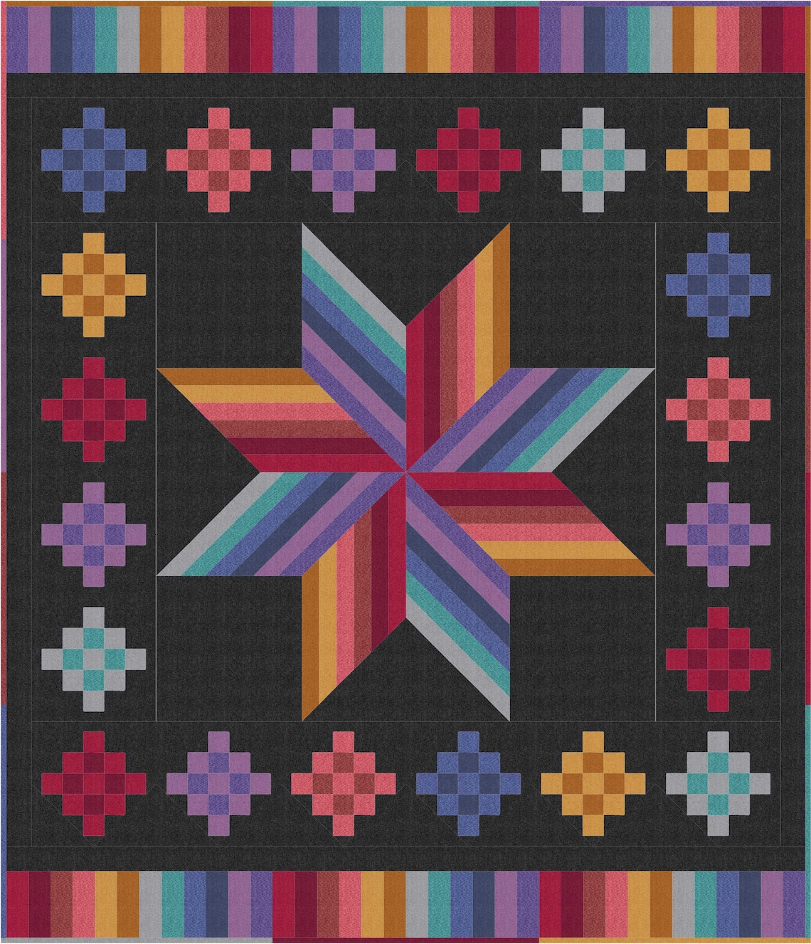 Strippy Star Digital Quilt Pattern | Etsy