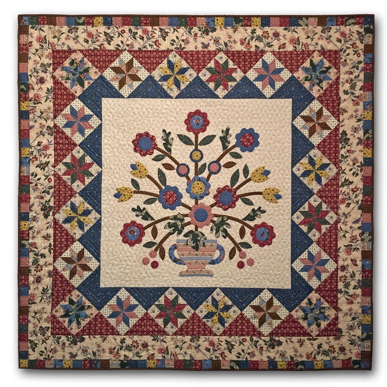 Oak Hill Quilt Pattern: Appliqued Medallion, Lemon Stars (PDF Pattern ...