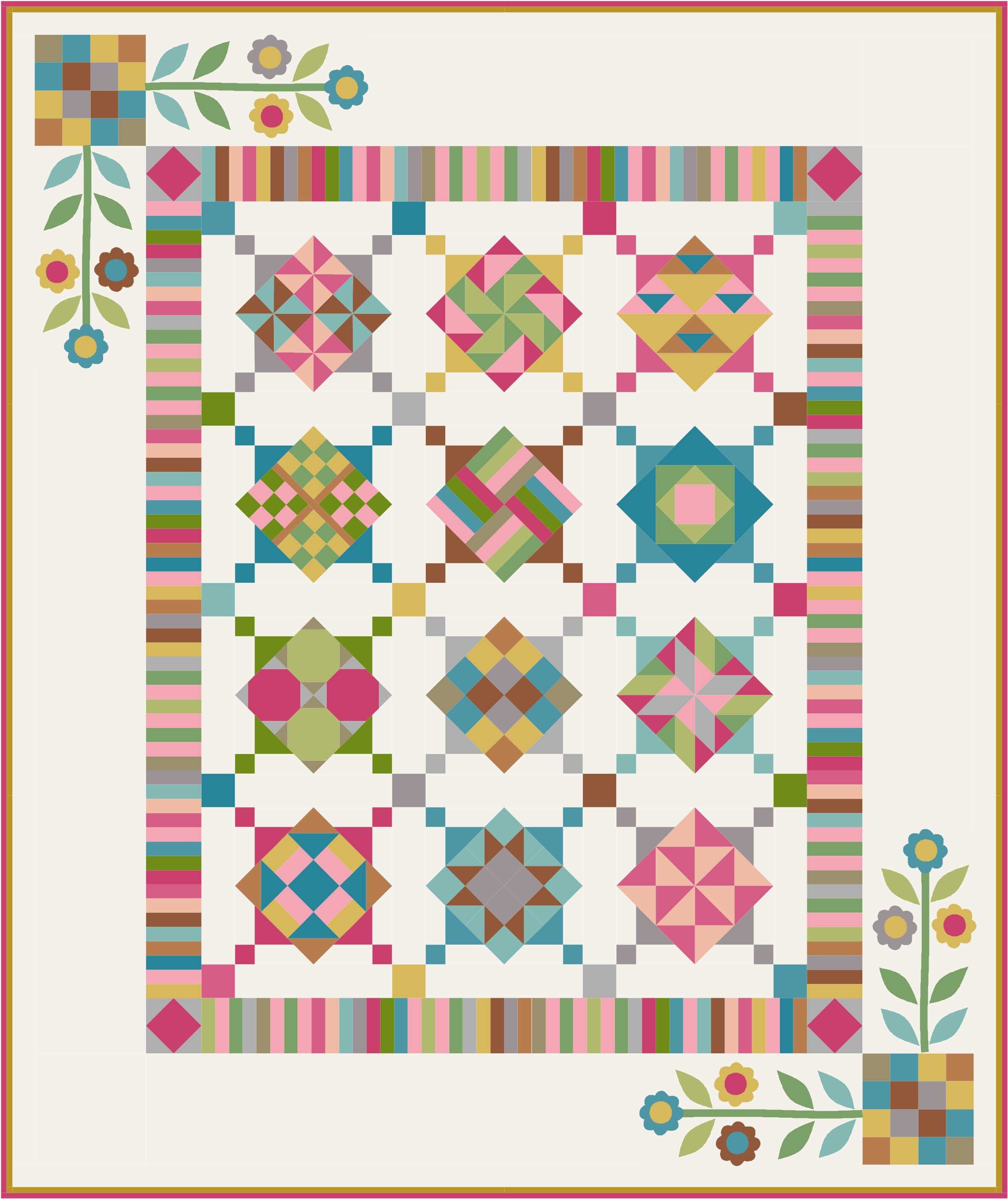 Amish With a Twist Block of the Month Sampler Pattern for 88 X 105 ...