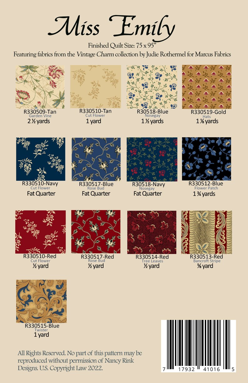 Miss Emily Vintage Inspired Quilt Judie Rothermel Fabric - Etsy