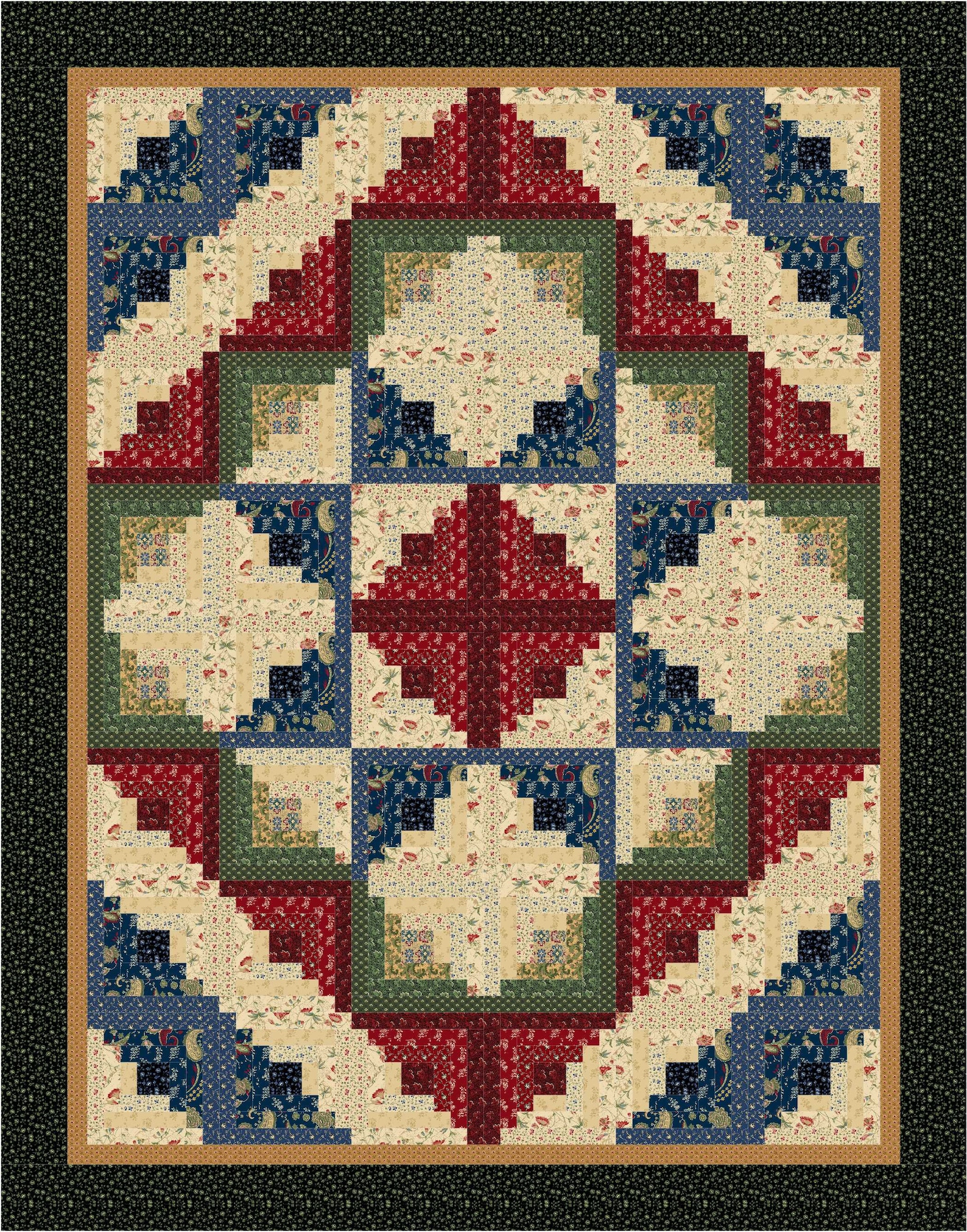 Log Cabin Star Vintage Reproduction Traditional Quilt - Etsy