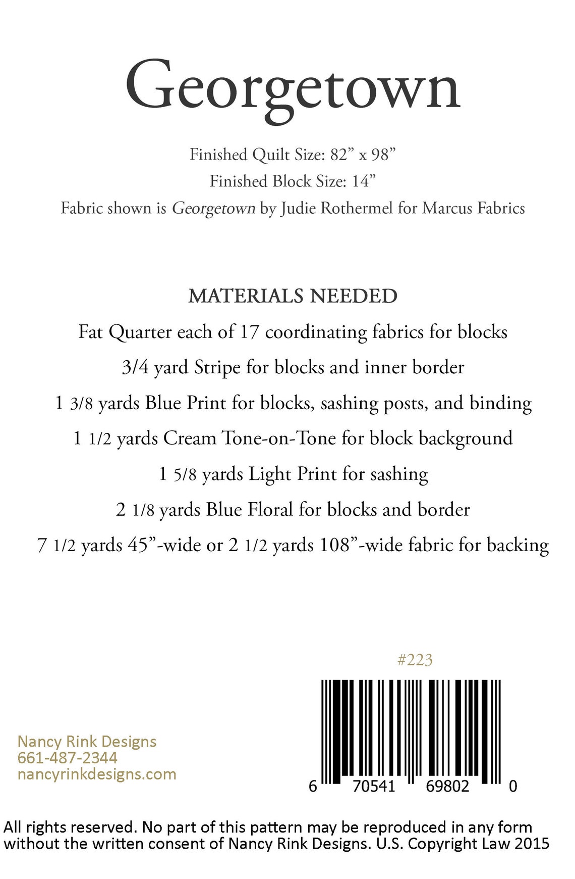 Georgetown Fat Quarter Friendly Quilt Pattern - Etsy