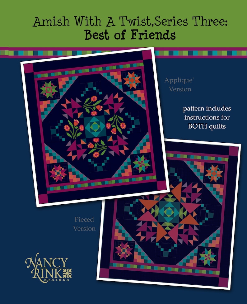 Amish With a Twist III Quilt Pattern: Applique and Pieced Center (98 X ...