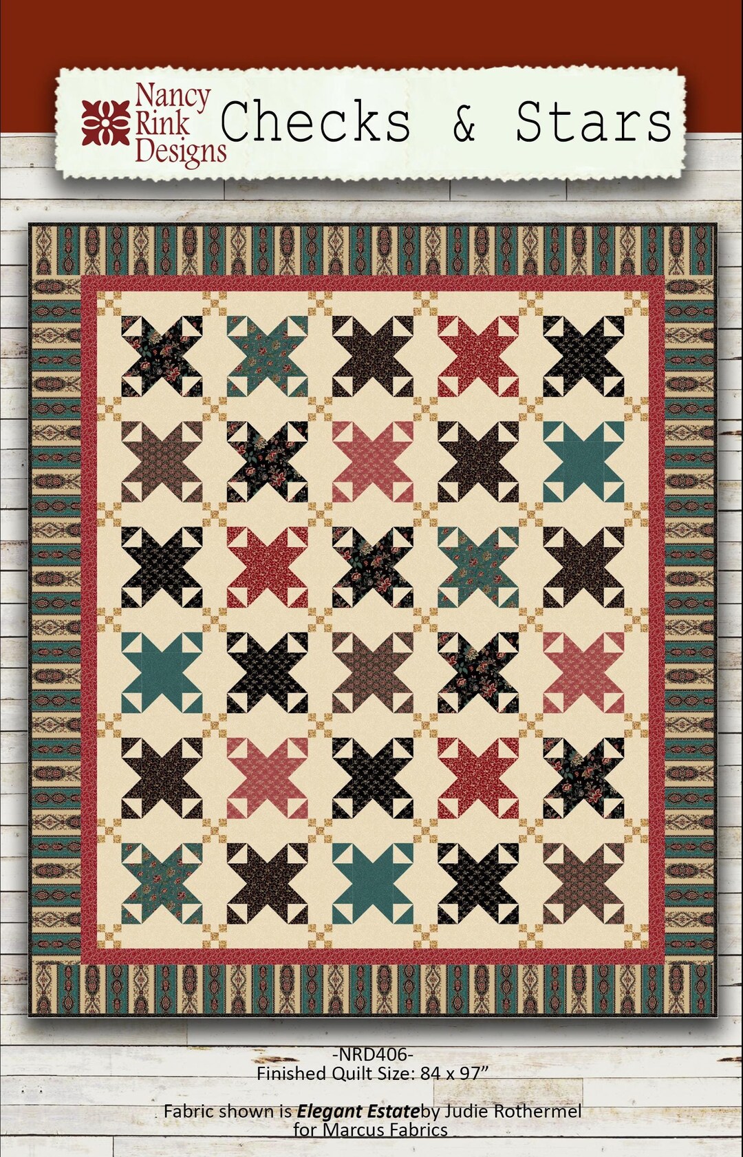 Checks and Stars Patchwork Quilt Pattern Elegant Estate Judie Rothermel ...