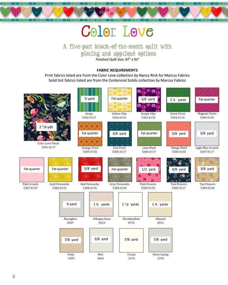 Color Love Block of the Month Pattern - Etsy