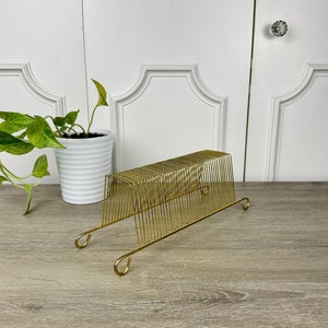 Vintage 40 Slot Vinyl Record Rack for 45's, Gold Metal Tabletop Rack ...