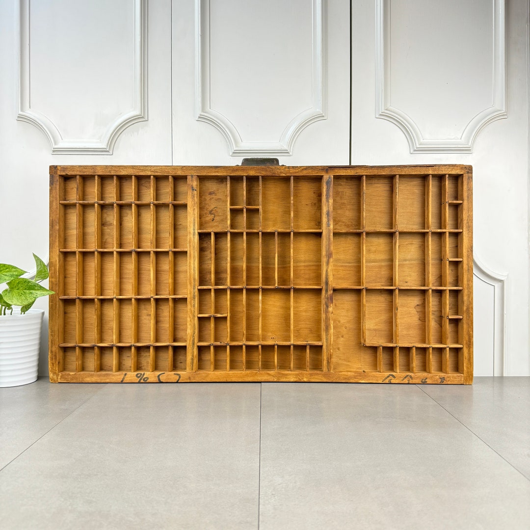 Antique Hamilton Printer's Tray, Large Wooden Typeset Drawer With Metal ...