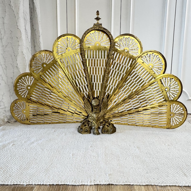 Vintage Fire Screen Brass - Etsy