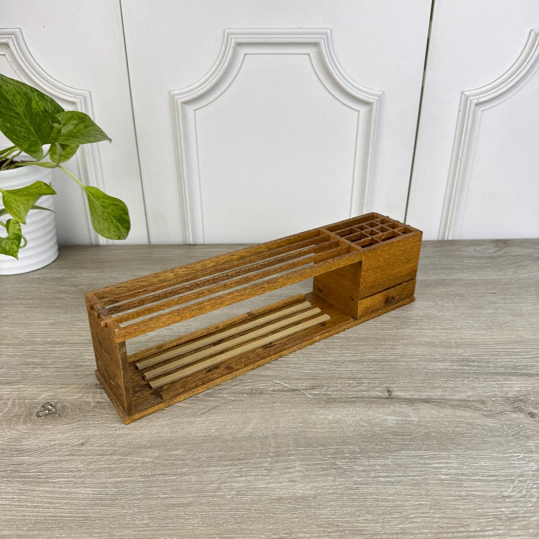 Vintage Wooden Desktop Organizer for Pens, Pencils and Envelopes ...