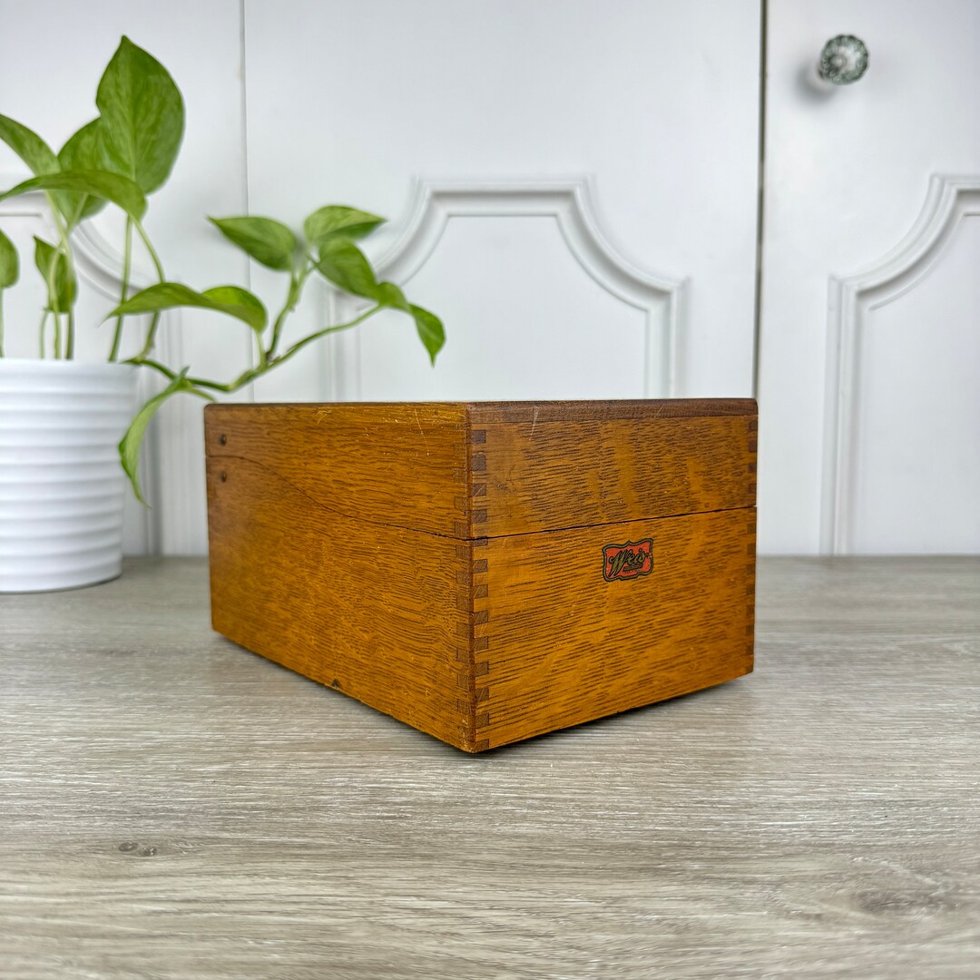 1940's Weis Wooden File Box for 3 X 5 Index Cards, Box Joint Corners ...