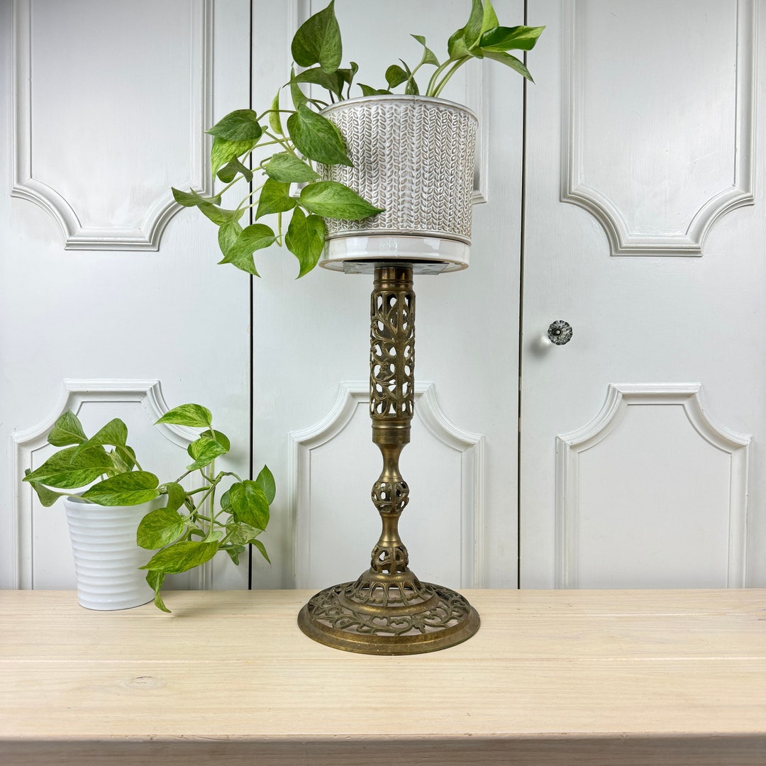 Ornate Brass Display Pedestal, Column or Pillar, Filigree Table Base 16 ...