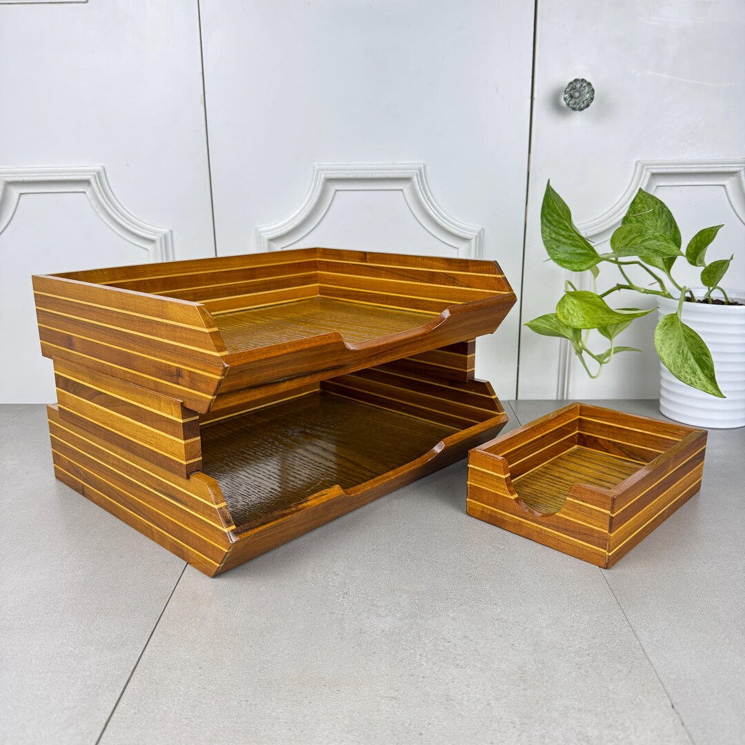 Vintage 2-tier File or Letter Tray Set, Stacked Standard Paper Trays ...