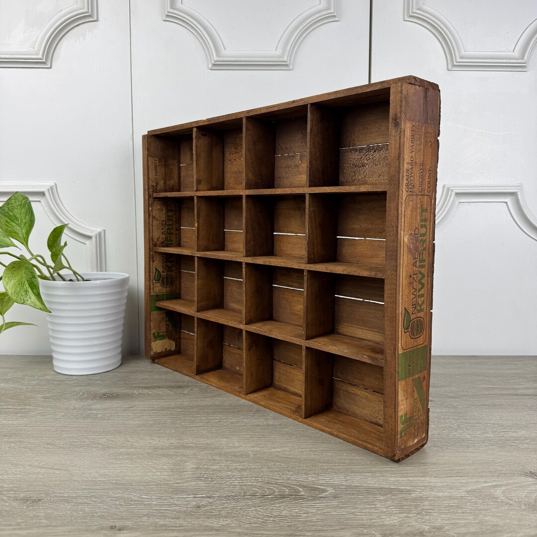 Vintage Kiwi Fruit Crate Display Shelf With Cubbies, Wooden Wall Shelf ...