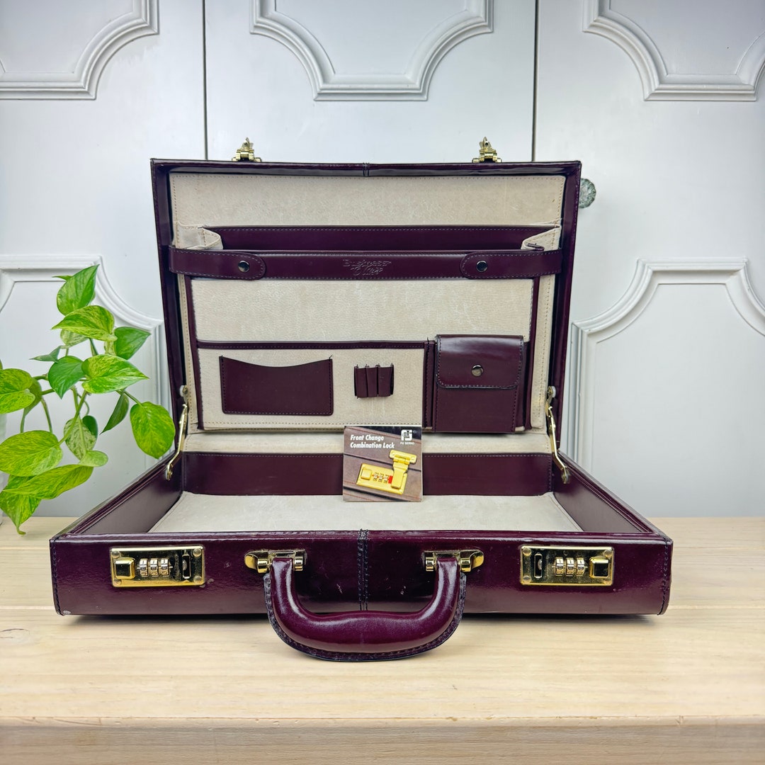 Vintage Burgundy Briefcase With Working Combination Locks & Gold ...