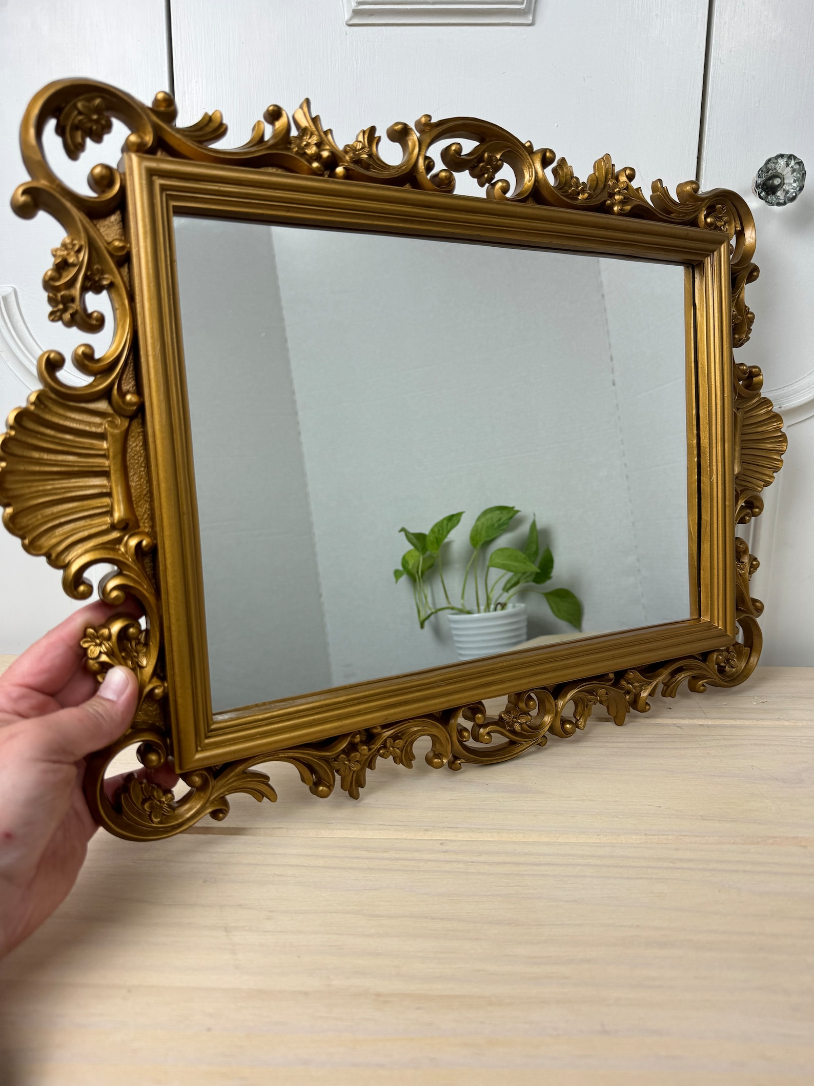 Vintage Gold Framed Shell and Floral Homco Mirror, 2151, Made in 1988 ...