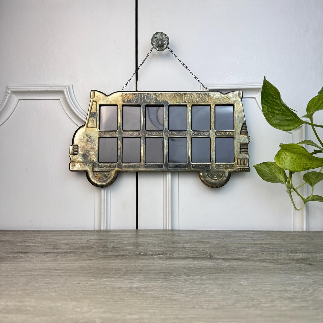 Vintage "school Years" School Bus Picture Frame, Antiqued Silver Metal ...