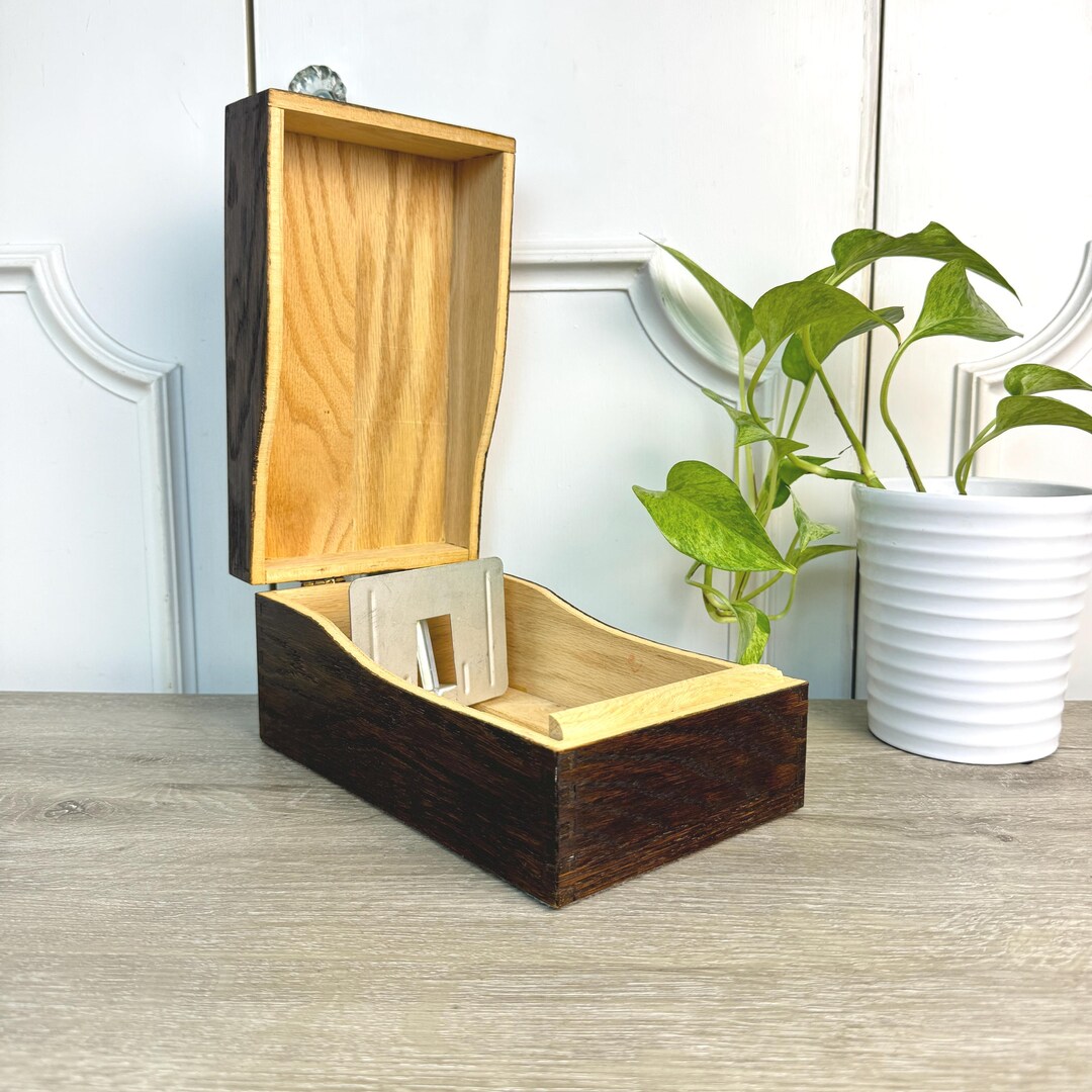 Wooden File Box With Box Joint Corners and Sliding Metal Divider by ...