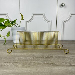 Vintage 40 Slot Vinyl Record Rack for 45's, Gold Metal Tabletop Rack ...