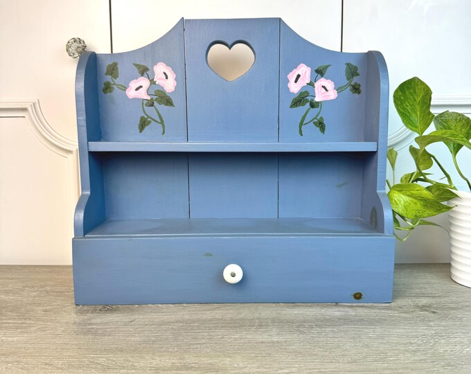 Vintage Hand Painted 2-tier Display Shelf With Drawer and Porcelain ...