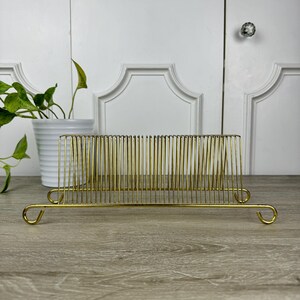 Vintage 40 Slot Vinyl Record Rack for 45's, Gold Metal Tabletop Rack ...