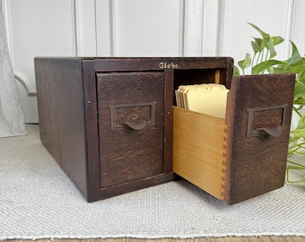 Antique Wooden 4 Drawer Library Card Catalog, Tabletop Library Index ...