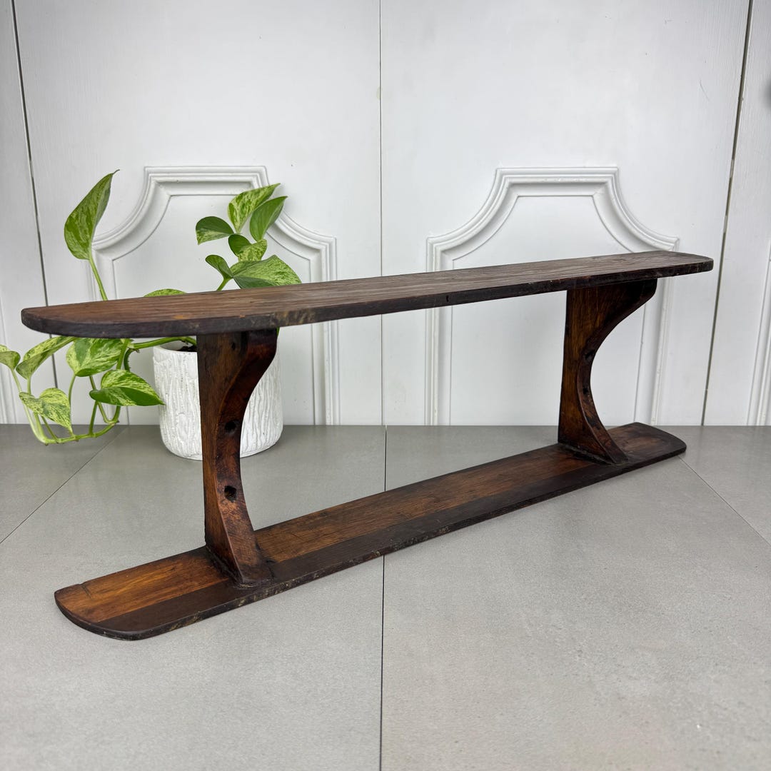 Primitive Wooden Two-tier Wall Shelf, Handcrafted Display Shelf for ...