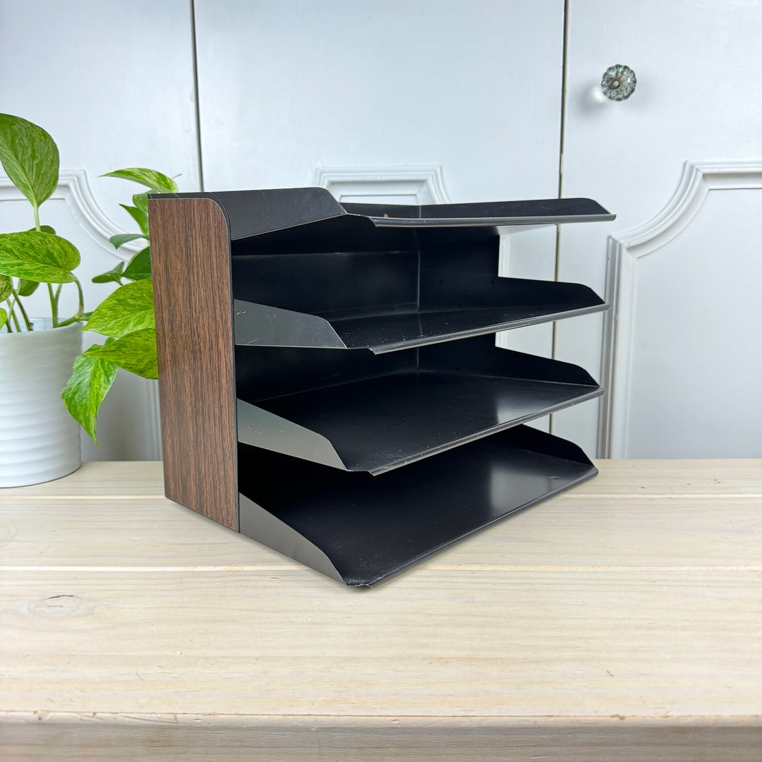 Vintage Industrial Black 4-tier Desk Organizer, Globe-weis Black and ...