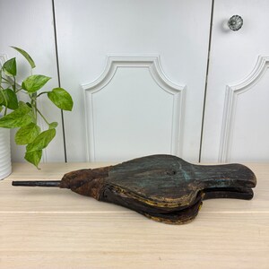 Antique Wood and Leather Bellows, Primitive Ornamental Fireside ...