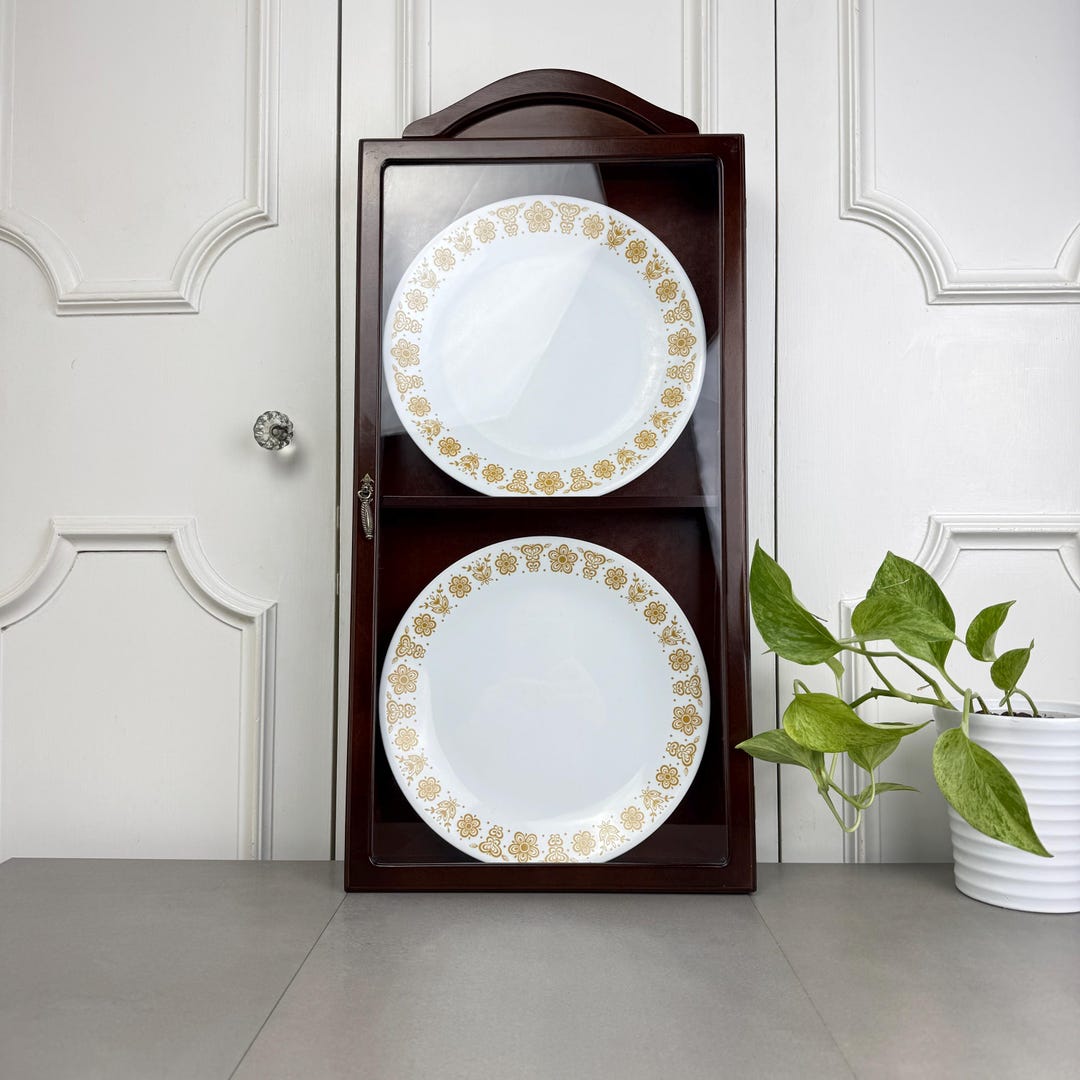 Vintage Plate Display Curio, Wall Display Cabinet for 2 Large Plates ...