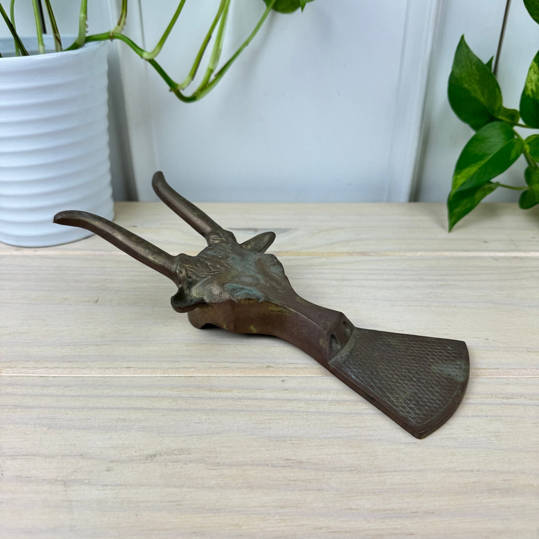 Vintage Brass Steer Boot Jack, Longhorn Boot Pull, Western Style Brass ...