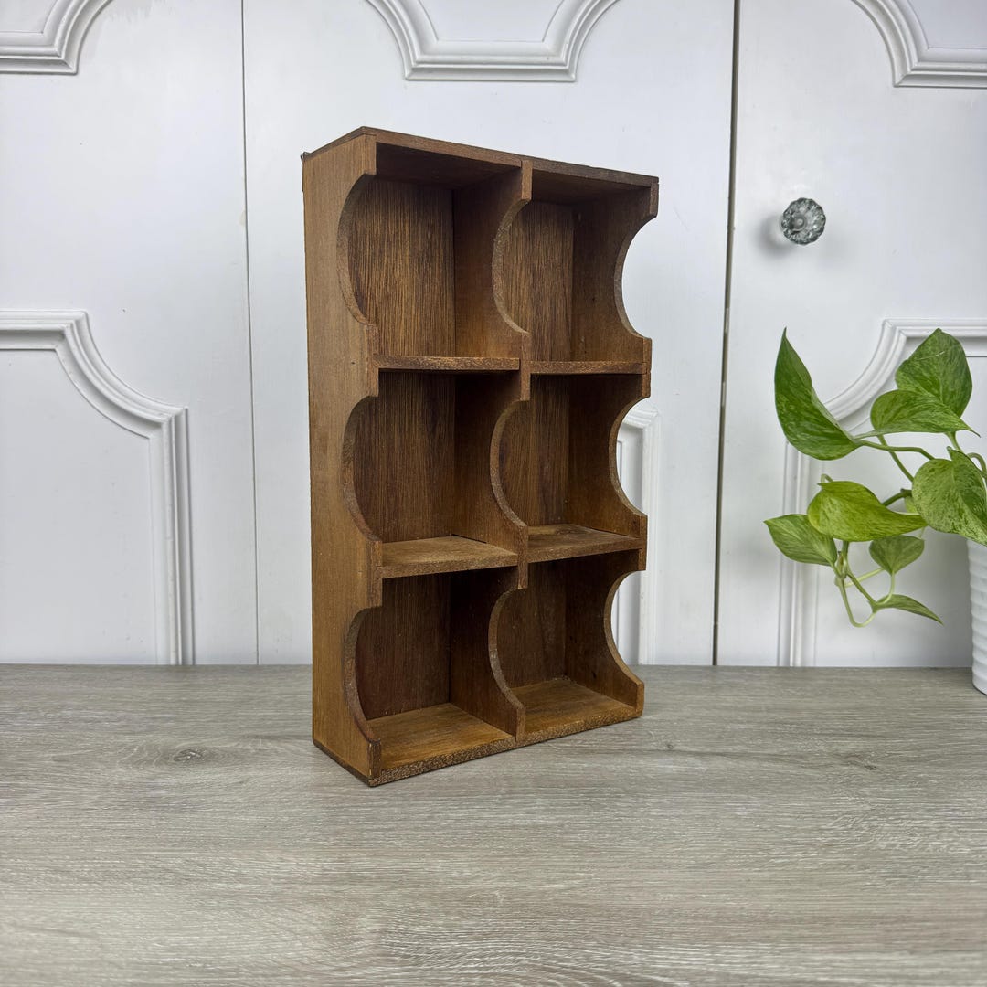 Vintage Display Shelf With 6 Cubbies, Wooden Wall Decor 14" - Etsy