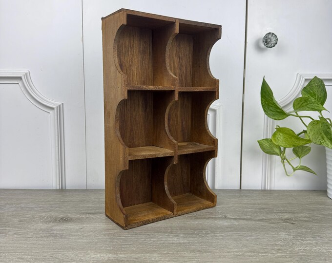 Vintage Display Shelf With 6 Cubbies, Wooden Wall Decor 14" - Etsy