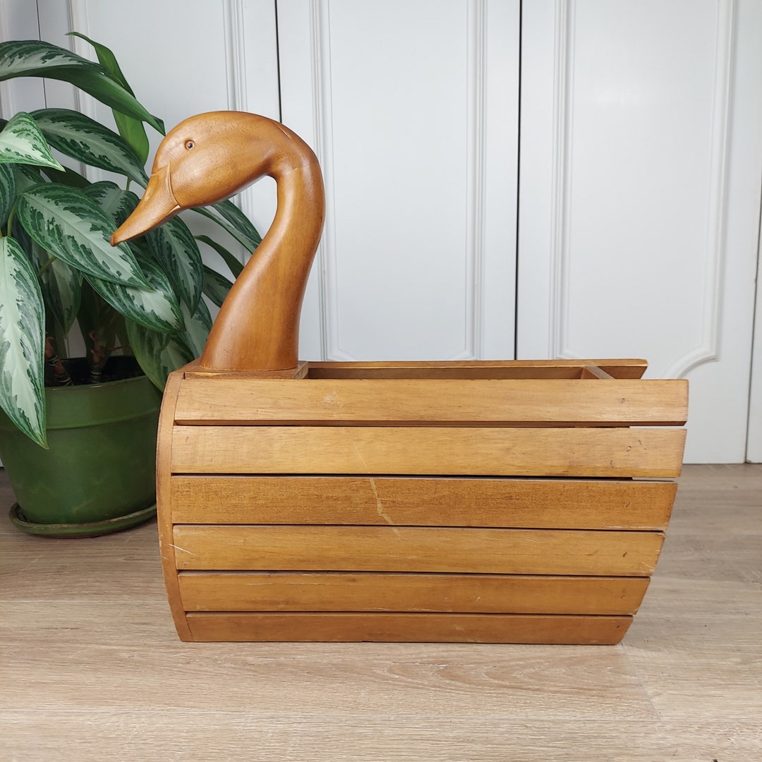 Vintage Large Wooden Duck Magazine Rack or Flower Box Planter, Unique ...