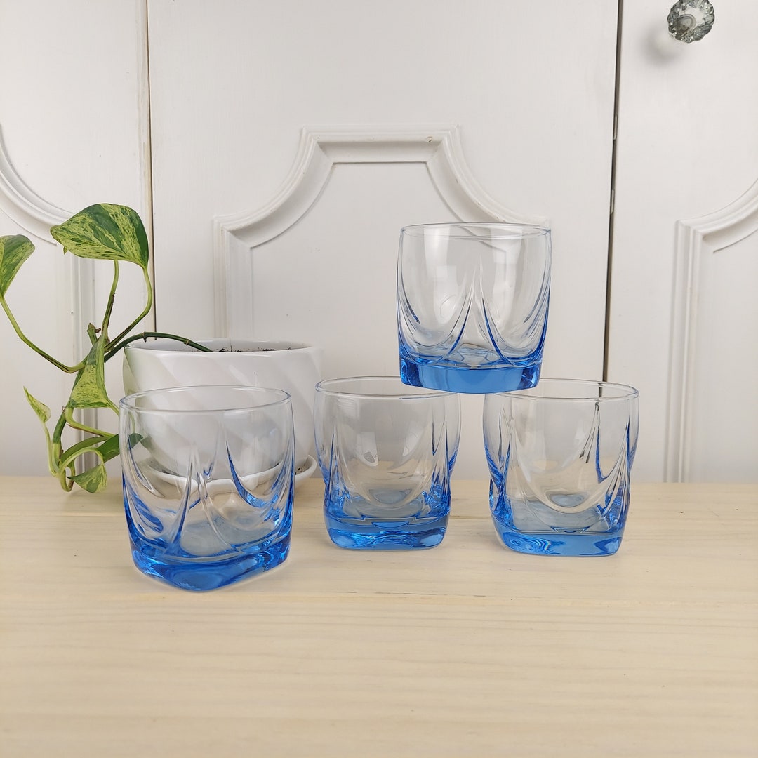 Set of 4 Vintage Imperial Blue 12-oz Double Old Fashioned Glasses by ...
