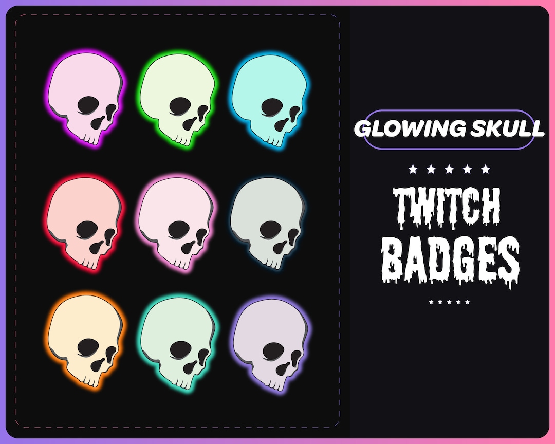 GLOWING SKULL Twitch Sub Badges | Colourful Sub Badges and Emotes for ...