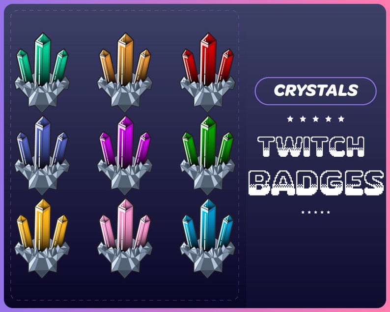 Crystal Twitch Sub Badge and Emote for Streamers, Colourful Diamond ...