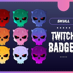 Skull Twitch Sub Badges and Emotes, Skull Horror Subscriber Bit Badges ...