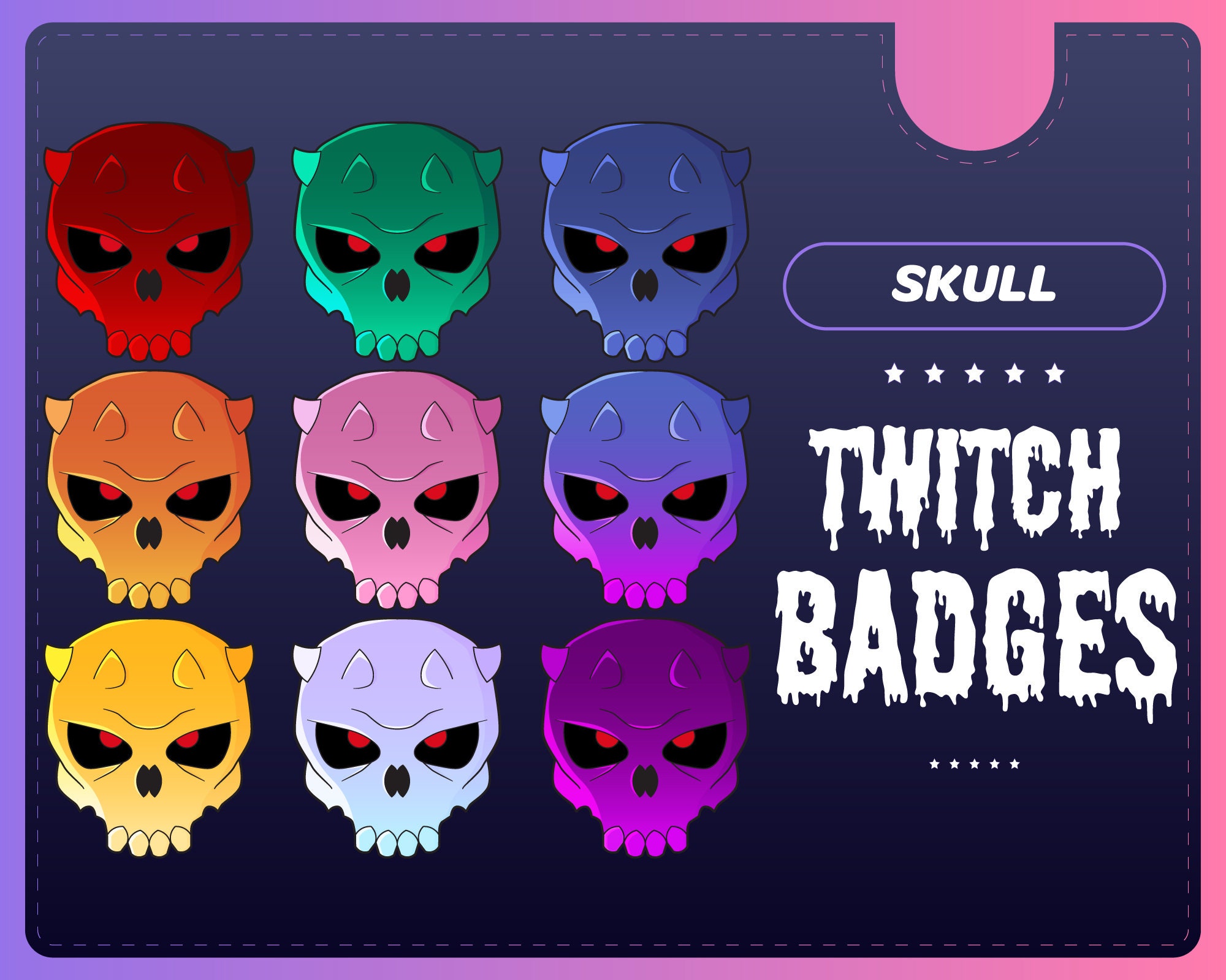 Skull Twitch Sub Badges and Emotes, Skull Horror Subscriber Bit Badges ...