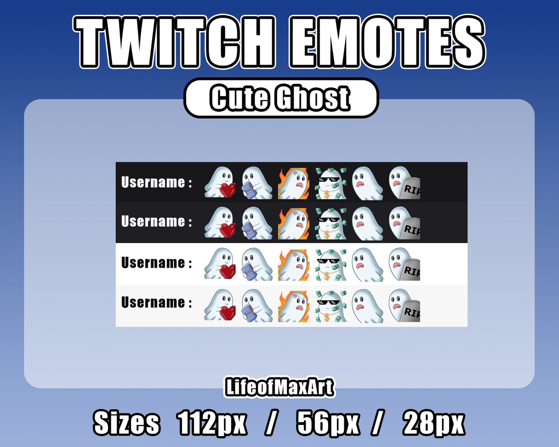 CUTE GHOST Emote for Twitch and Discord | Lurk, Love, Angry, Hydrate ...