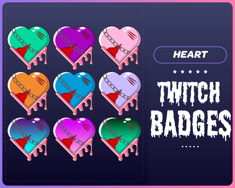 GORY HEART Twitch Sub Badge Pack Emote | Horror Subscriber Badge for ...