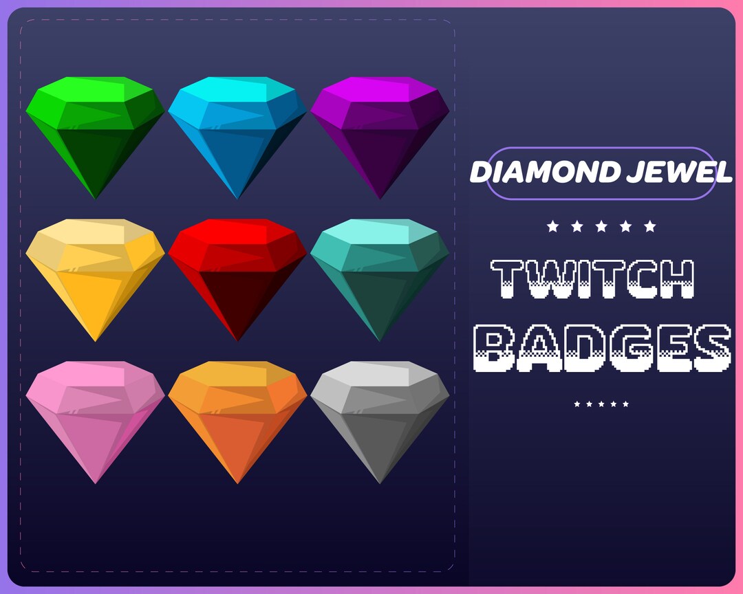 Diamond Jewel Twitch Emote and Sub Badge, Colourful Sub Bit Badges - Etsy