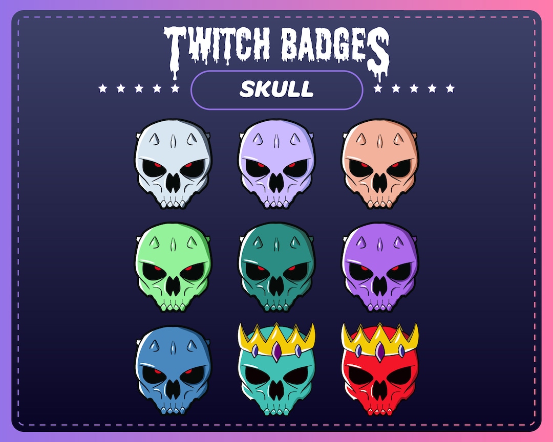 SKULL Twitch Emote and Sub Badges Pack, Twitch and Discord Alien Skull ...