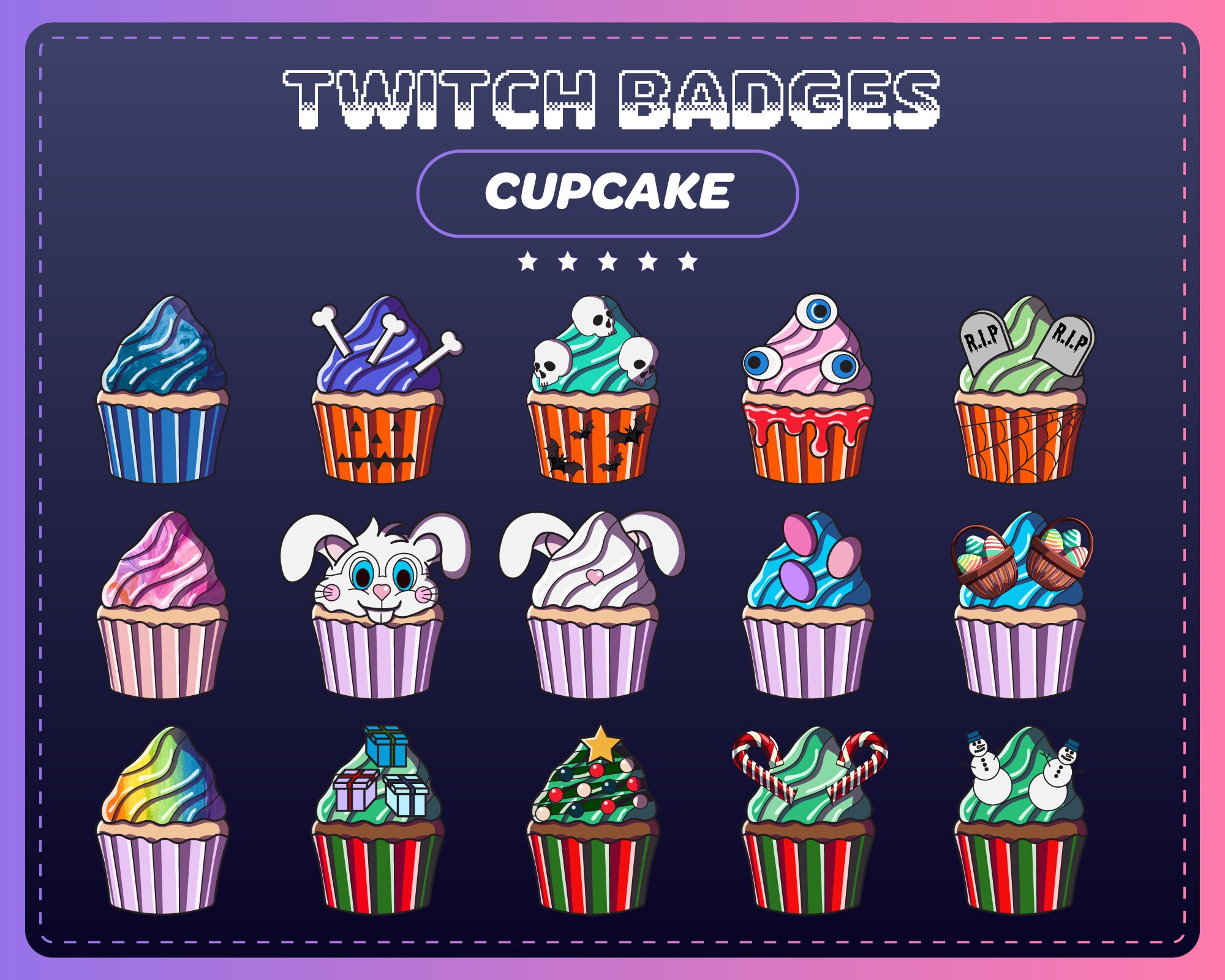 CUPCAKE Twitch Emote Bundle Pack Halloween Twitch Emotes Christmas ...